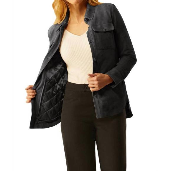 ecru | Jackets & Coats | New Ecru Suede Shirt Jacket In Ink | Poshmark